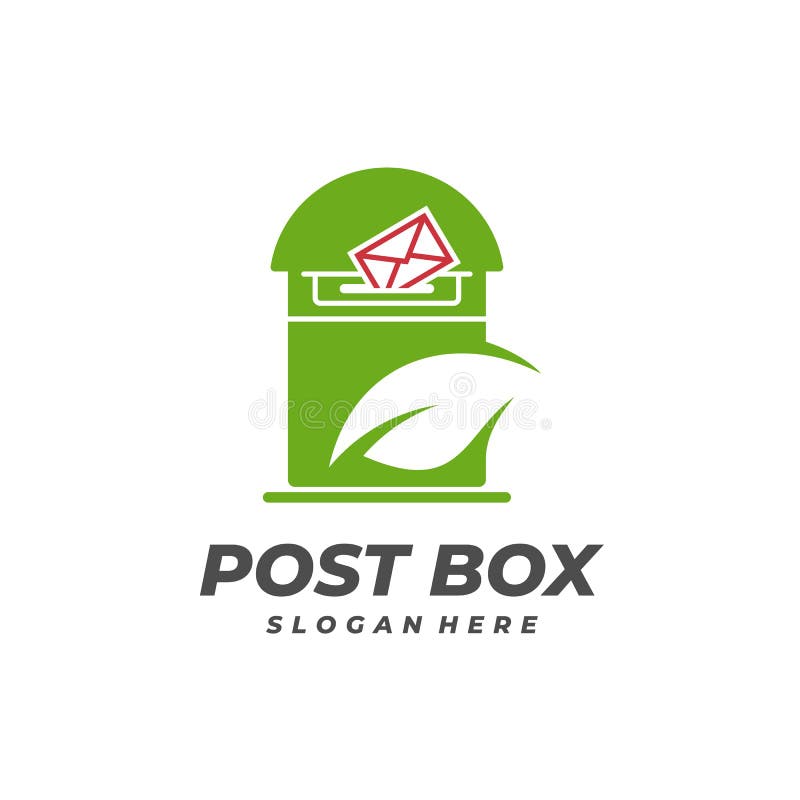 Post Box with Leaf Logo Vector Template, Creative Post Box Logo Design ...