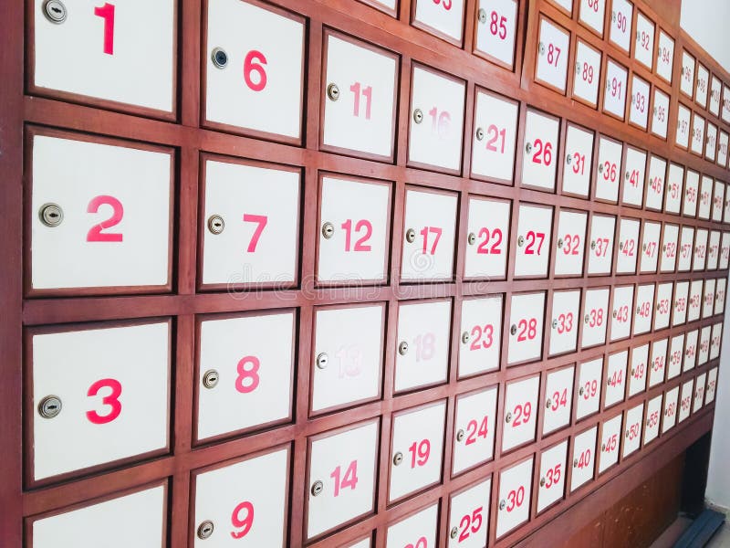 Post Box Line Up in Row with Number Stock Image - Image of delivery ...