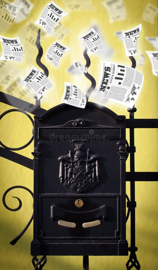 Post Box with daily Newspapers Flying Stock Photo - Image of mailbox ...