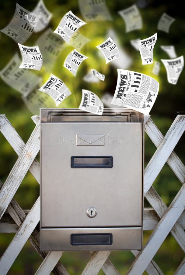Post Box with daily Newspapers Flying Stock Photo - Image of newspaper ...