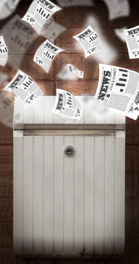 Post Box with daily Newspapers Flying Stock Photo - Image of letters ...
