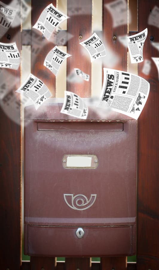 Post Box with daily Newspapers Flying Stock Photo - Image of message ...