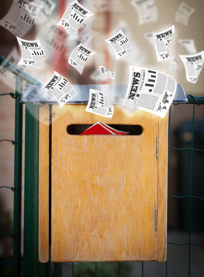 Post Box with daily Newspapers Flying Stock Image - Image of letters ...