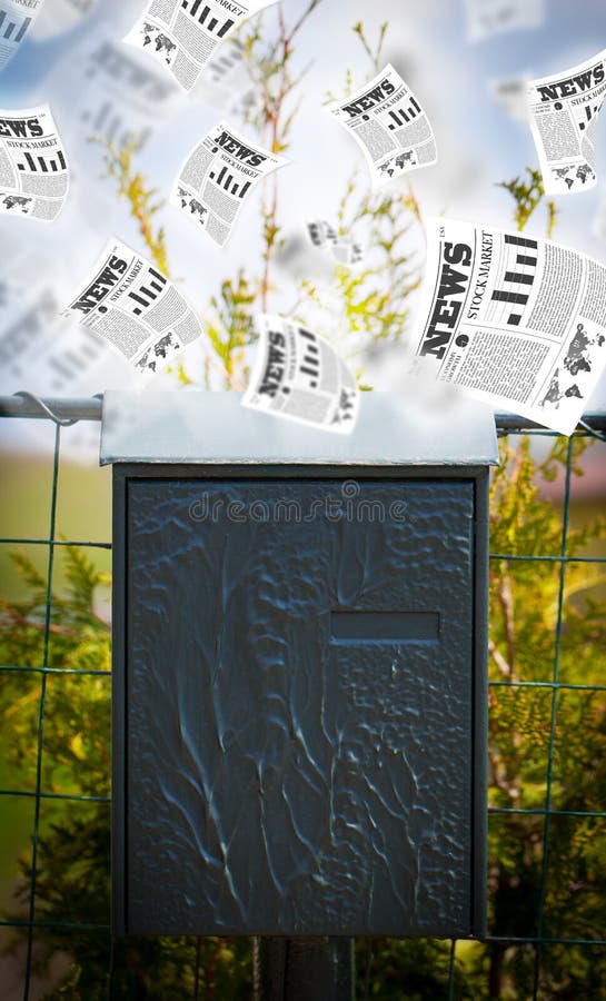 Post Box with daily Newspapers Flying Stock Image - Image of ...