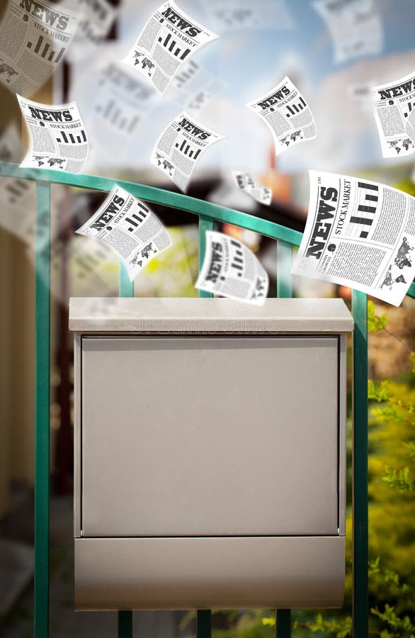 Post Box with daily Newspapers Flying Stock Image - Image of color ...