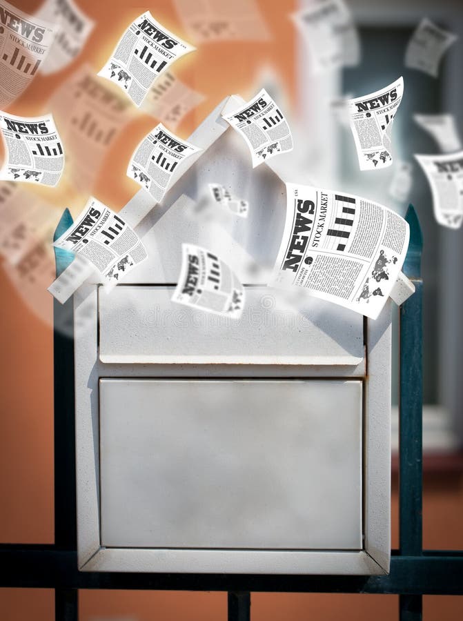 Post Box with daily Newspapers Flying Stock Photo - Image of message ...