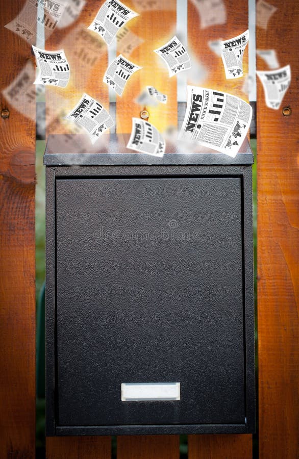 Post Box with daily Newspapers Flying Stock Photo - Image of letterbox ...