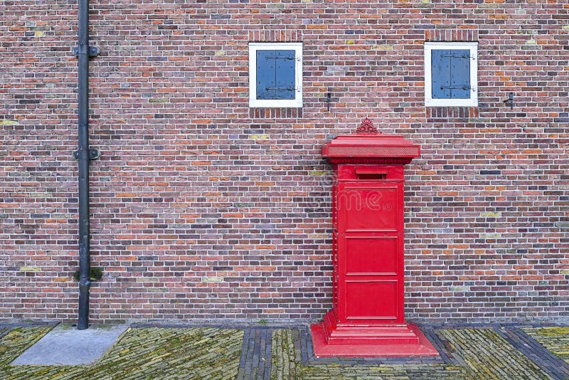 Post Box and Old Vintage Brick Wall Background Stock Photo - Image of ...