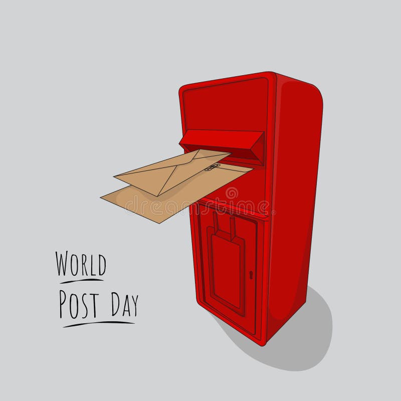 Post Box in Red Cartoon Design with the Envelope in the Box Design ...