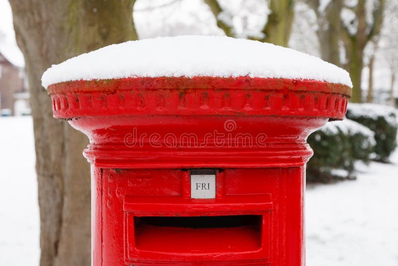 Post box with snow stock image. Image of fashioned, cold - 26728853