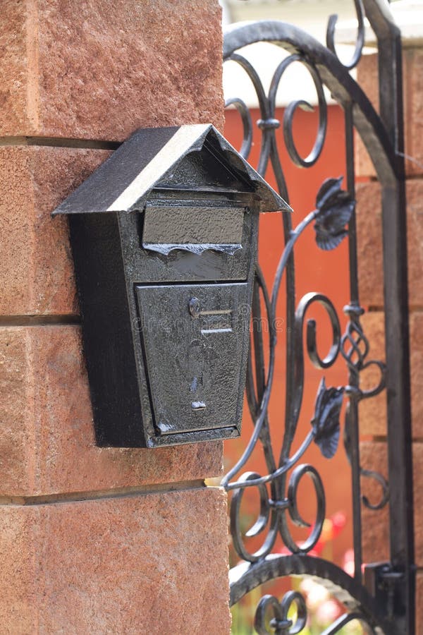 Post box stock image. Image of metal, brickwork, message - 70979463