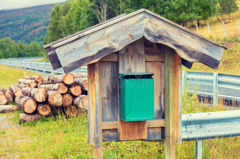 Post boxes on wooden desk stock photo. Image of concept - 128830820