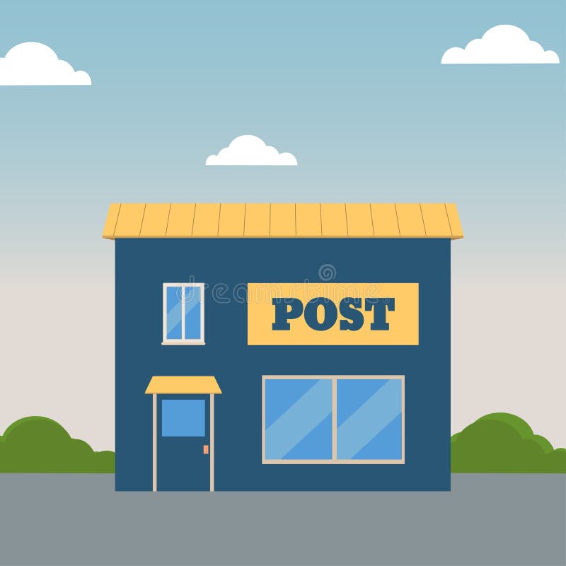 Post Building Vintage Illustration Stock Vector - Illustration of ...