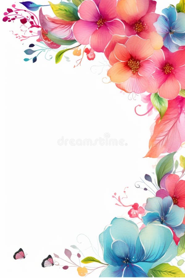 Post Card with Beautiful Flower Framework. Copy Space Got Text and ...