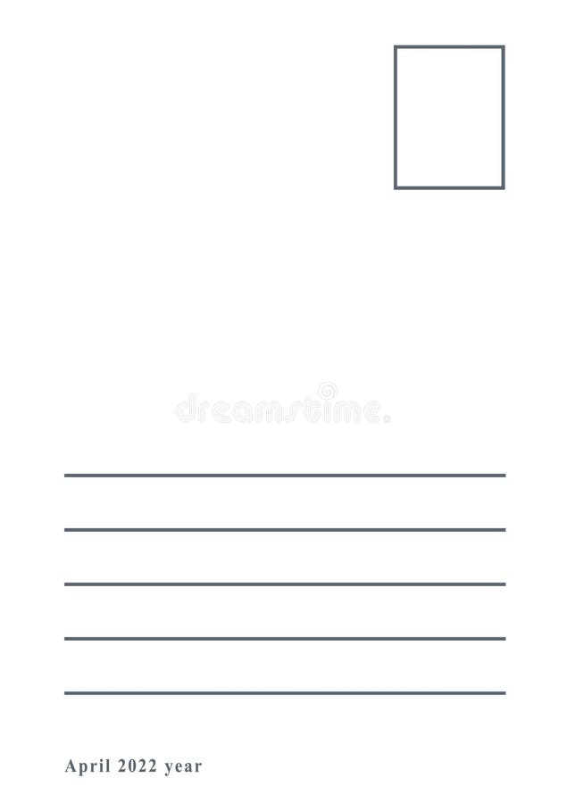 Post Card Letter Pattern Back Side with Copy Space Lines and Postage ...
