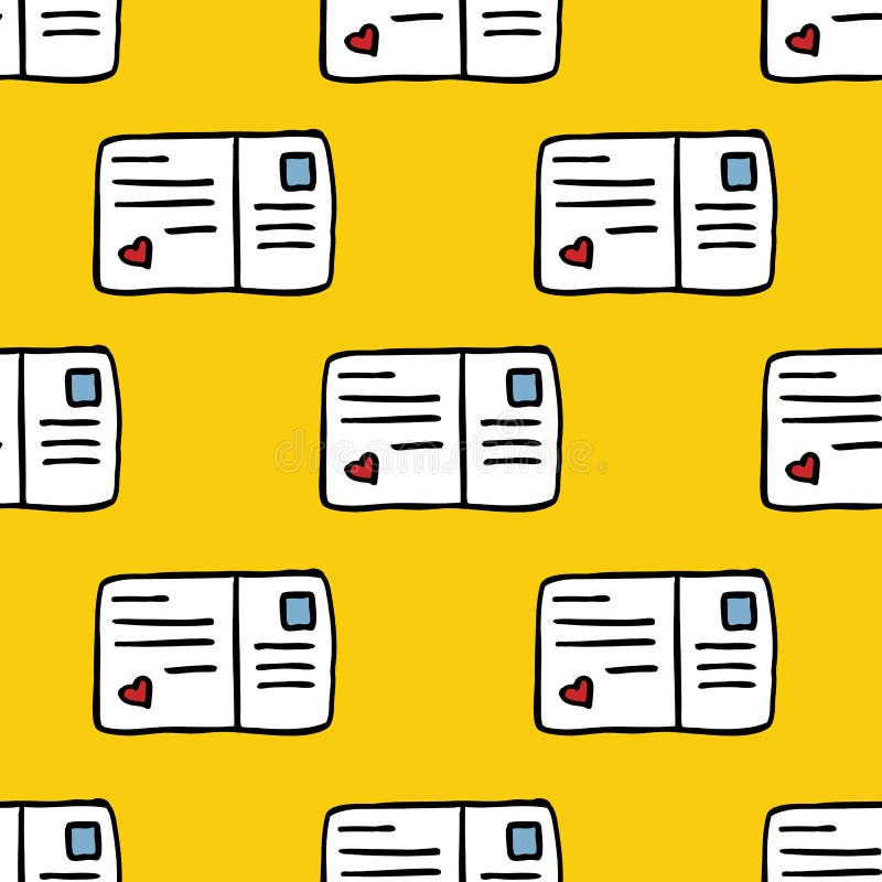 Post Card Seamless Doodle Pattern, Vector Illustration Stock ...