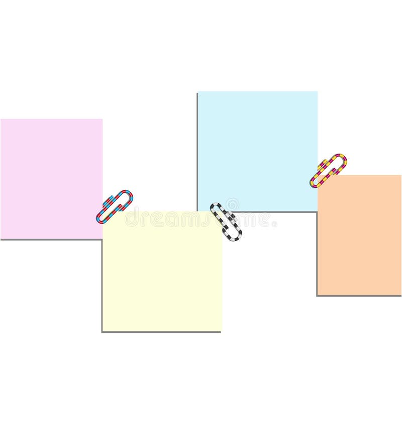 Post it and clip colors stock vector. Illustration of stick - 45067333