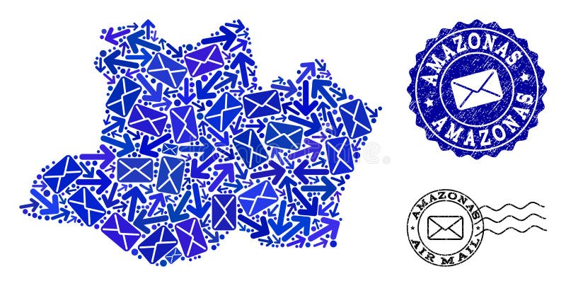 Post Communication Collage of Mosaic Map of Amazonas State and Distress ...