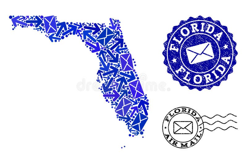 Post Communication Composition of Mosaic Map of Florida State and ...
