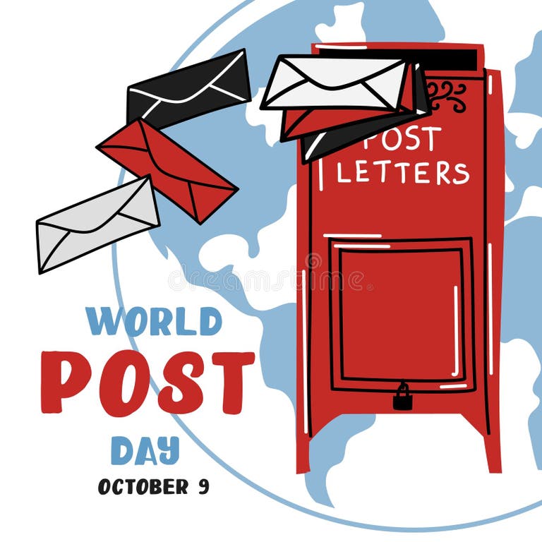 Post Day Banner with Post Box Mail Box Design Vector Illustration ...