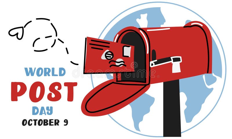 Post Day Banner with Post Box Mail Box Design Vector Illustration ...