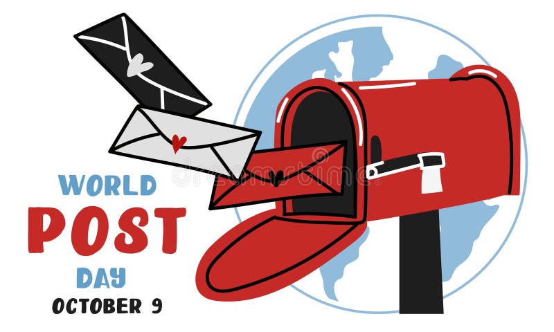 Post Day Banner with Post Box Mail Box Design Vector Illustration ...