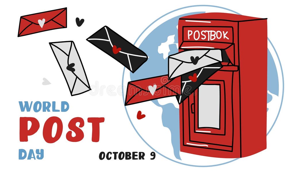 Post Day Banner with Post Box Mail Box Design Vector Illustration ...