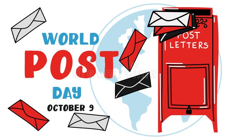 Post Day Banner with Post Box Mail Box Design Vector Illustration ...