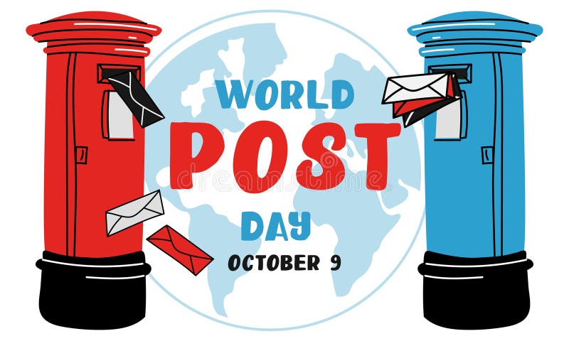 Post Day Banner with Post Box Mail Box Design Vector Illustration ...