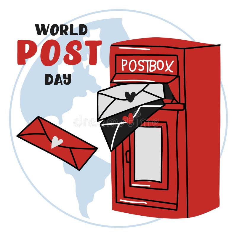 Post Day Banner with Post Box Mail Box Design Vector Illustration ...