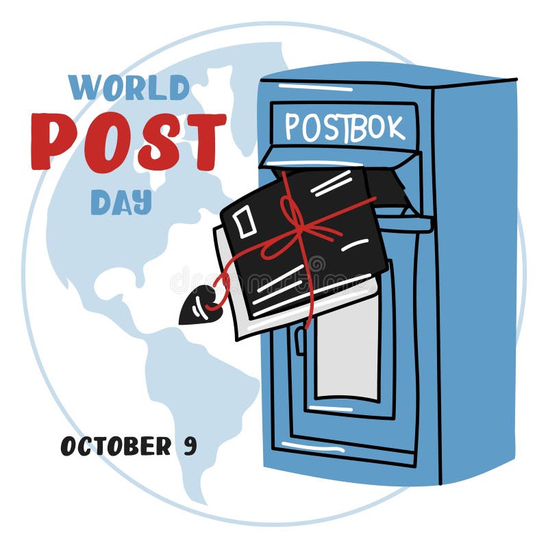 Post Day Banner with Post Box Mail Box Design Vector Illustration ...