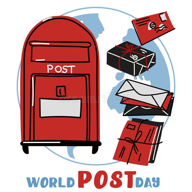Post Day Banner with Post Box Mail Box Design Vector Illustration ...