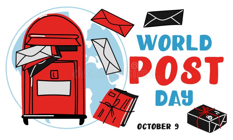 Post Day Banner with Post Box Mail Box Design Vector Illustration ...