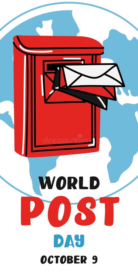 Post Day Banner with Post Box Mail Box Design Vector Illustration ...