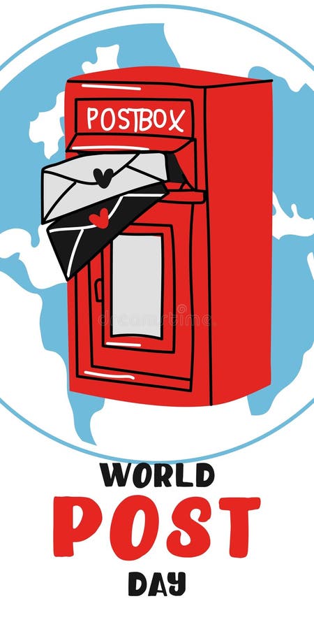 Post Day Banner with Post Box Mail Box Design Vector Illustration ...