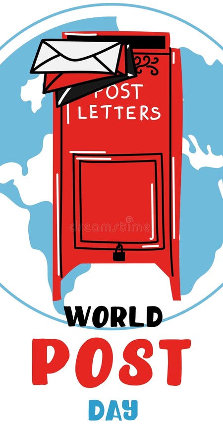 Post Day Banner with Post Box Mail Box Design Vector Illustration ...