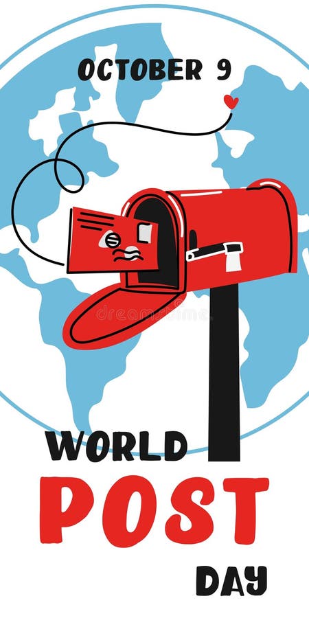Post Day Banner with Post Box Mail Box Design Vector Illustration ...