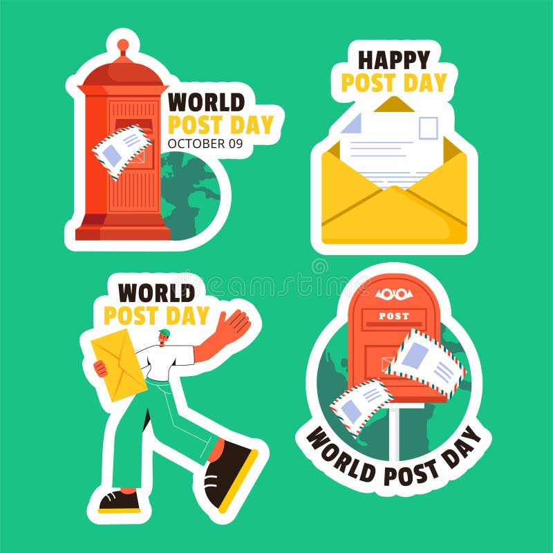 Post Day Label Flat Cartoon Hand Drawn Templates Background ...