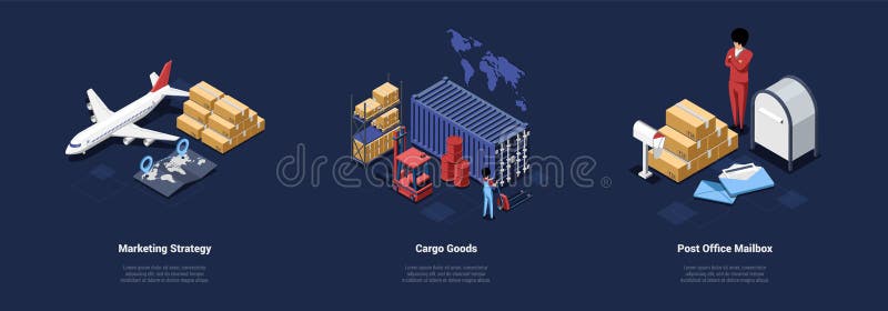 Post Delivery Conceptual Vector Illustration of Three Separate ...