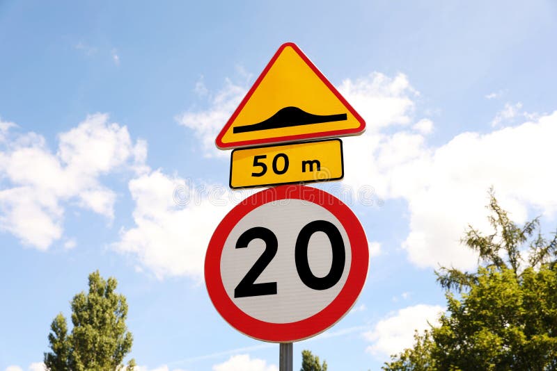 Post with Different Road Signs Against Sky Stock Image - Image of color ...