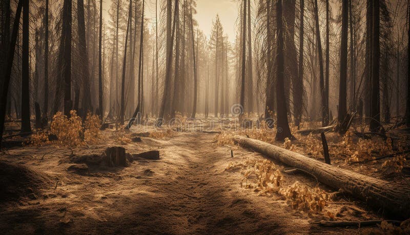 Post-Fire Forest Trail: a Path through Ashes Stock Illustration ...