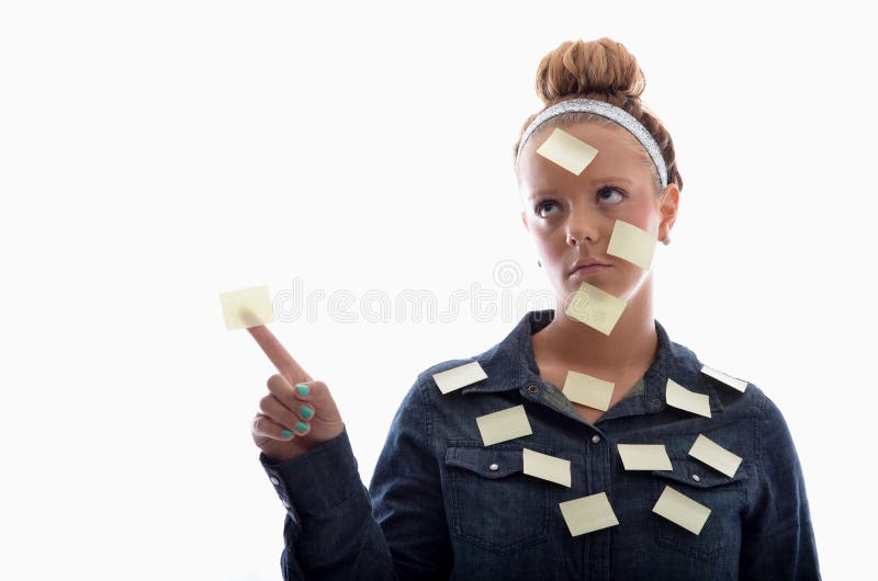 Post it girl stock photo. Image of small, pretty, backdrop - 34720400