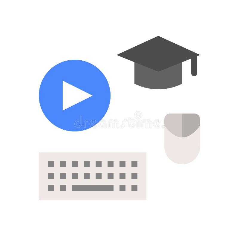 Post Graduate Course Online Learning Icon Concept, Mouse, Video Stock ...