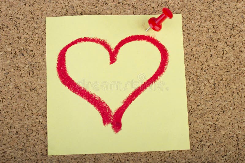 Post-it with Heart Shape Drawn with Lipstick Stock Image - Image of ...