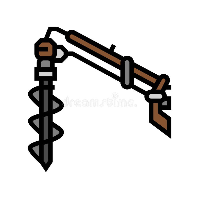 Post Hole Digger Tractor Color Icon Vector Illustration Stock ...