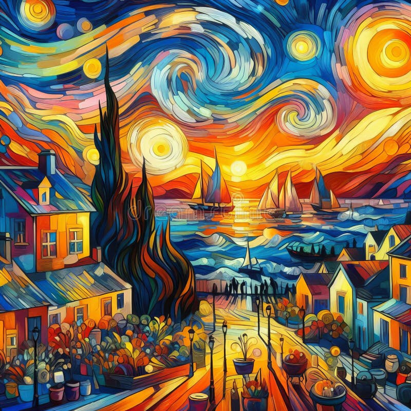 Post Impressionist Art a Post Impressionist Artwork Inspired Stock Illustration - Illustration ...