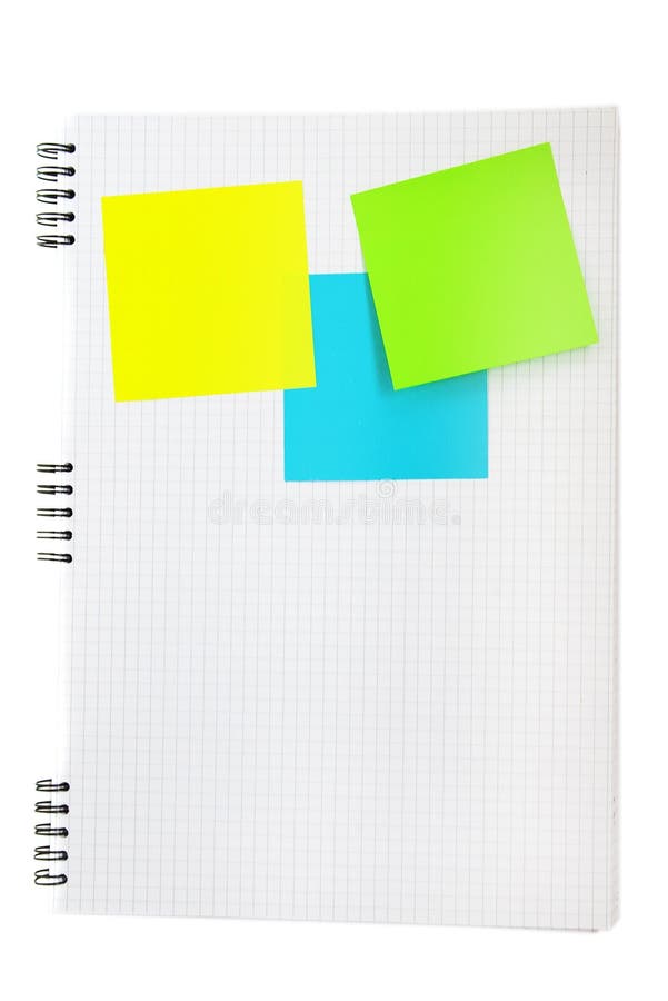Ouvrez Le Cahier Avec Les Notes De Post-it Et La Page Blanc Image stock ...