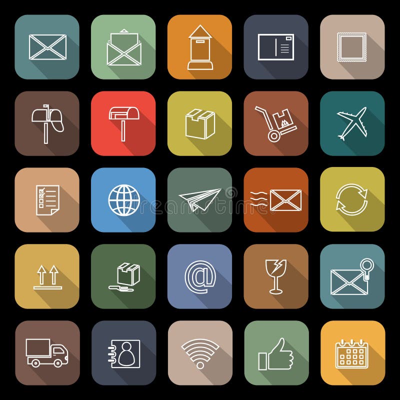 Post Line Flat Icon with Long Shadow Stock Vector - Illustration of ...