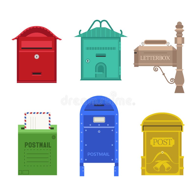 Post mail box vector set. stock vector. Illustration of envelope - 78585283