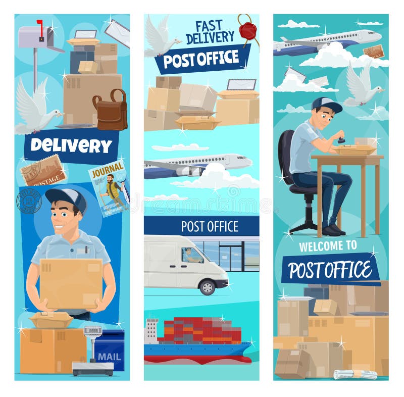 Post Mail Delivery, Working Postman Stock Vector - Illustration of ...